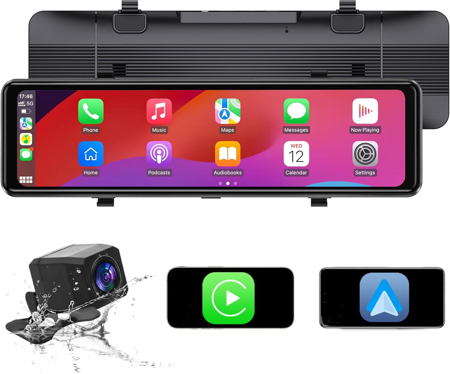 Amazon.com: VUDDIG Portable Apple CarPlay, Rear View Mirror Carplay ...