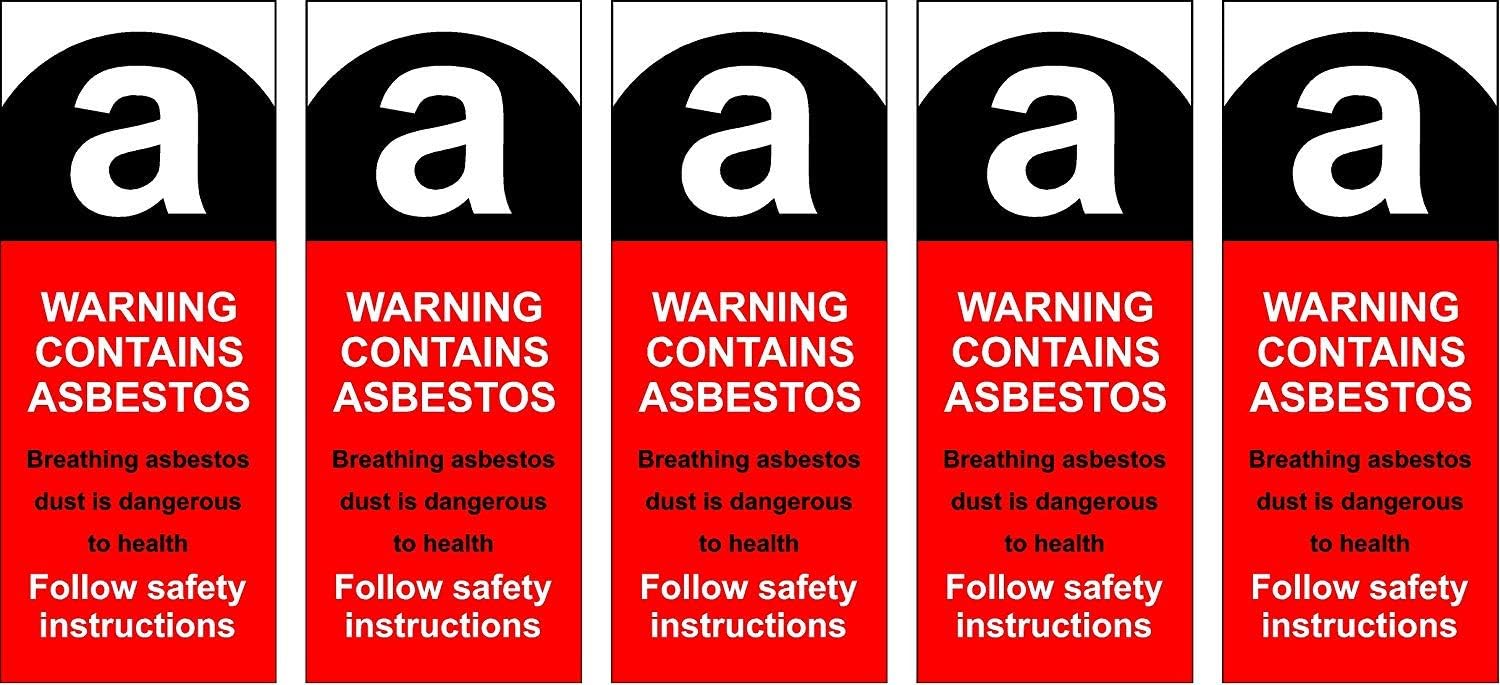 Asbestos Warning Labels 25mm x 65mm Pack of 50 : Amazon.co.uk ...