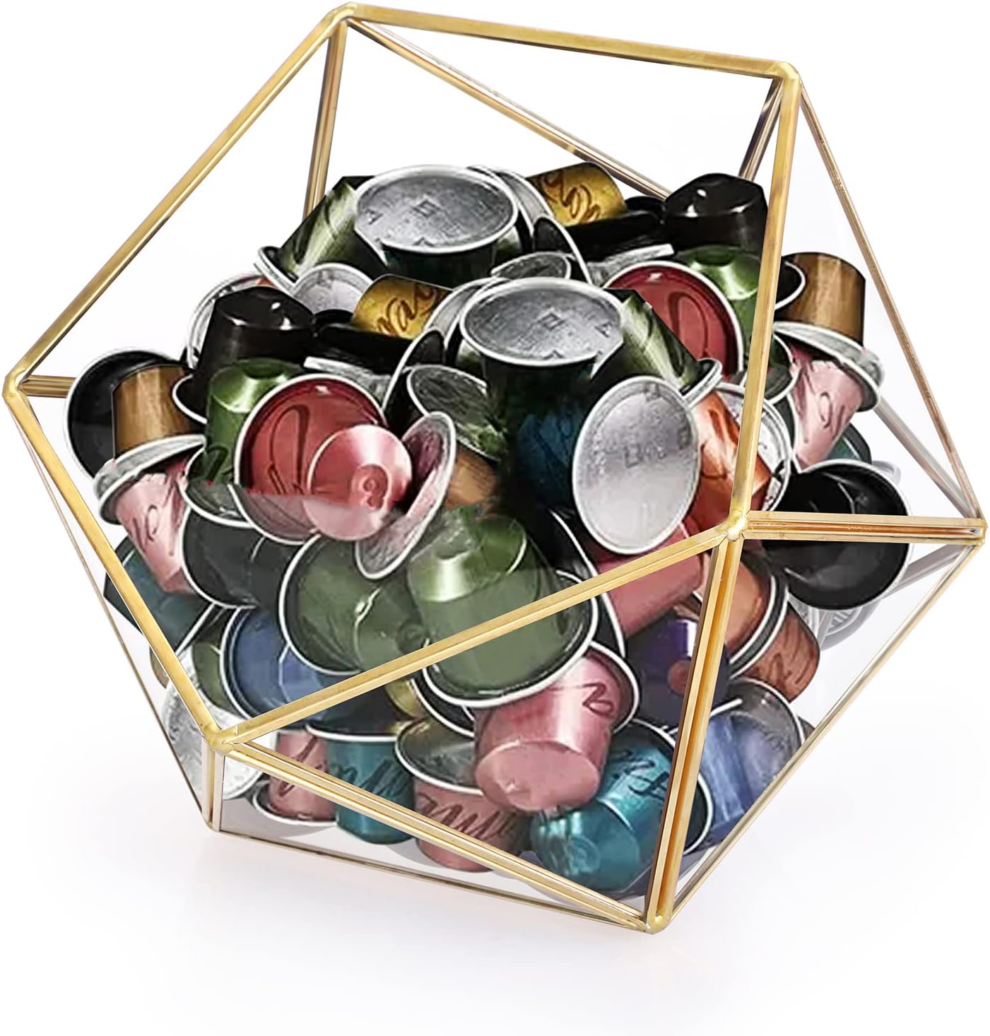 Amazon.com: ELLDOO Gold Glass Coffee Pods Holder, Slanted Square Box ...