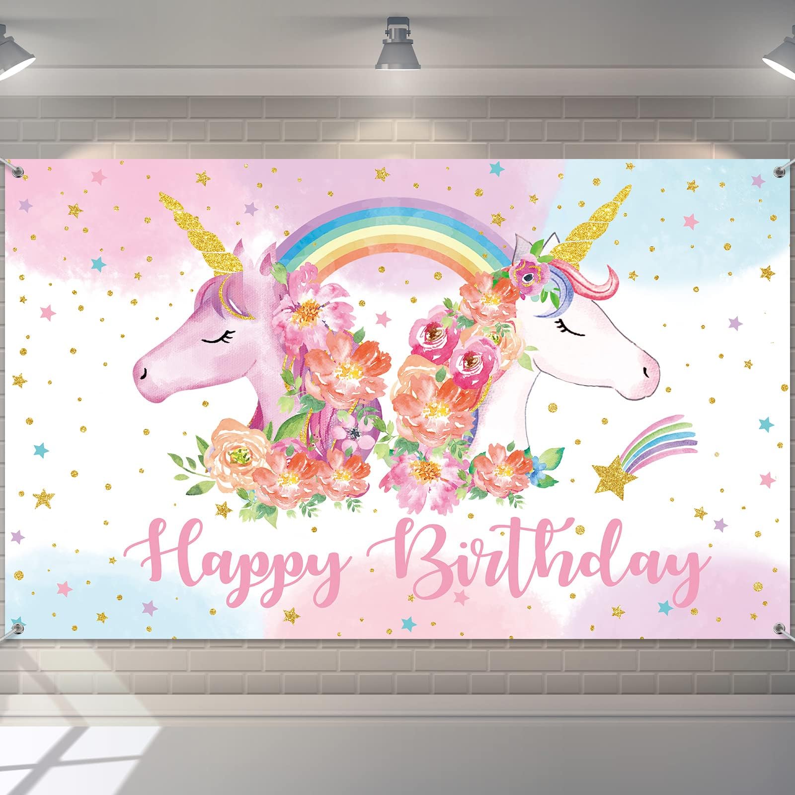 Amazon.com : Newwiee 7x5ft Rainbow Unicorn Backdrop for Girls Birthday ...