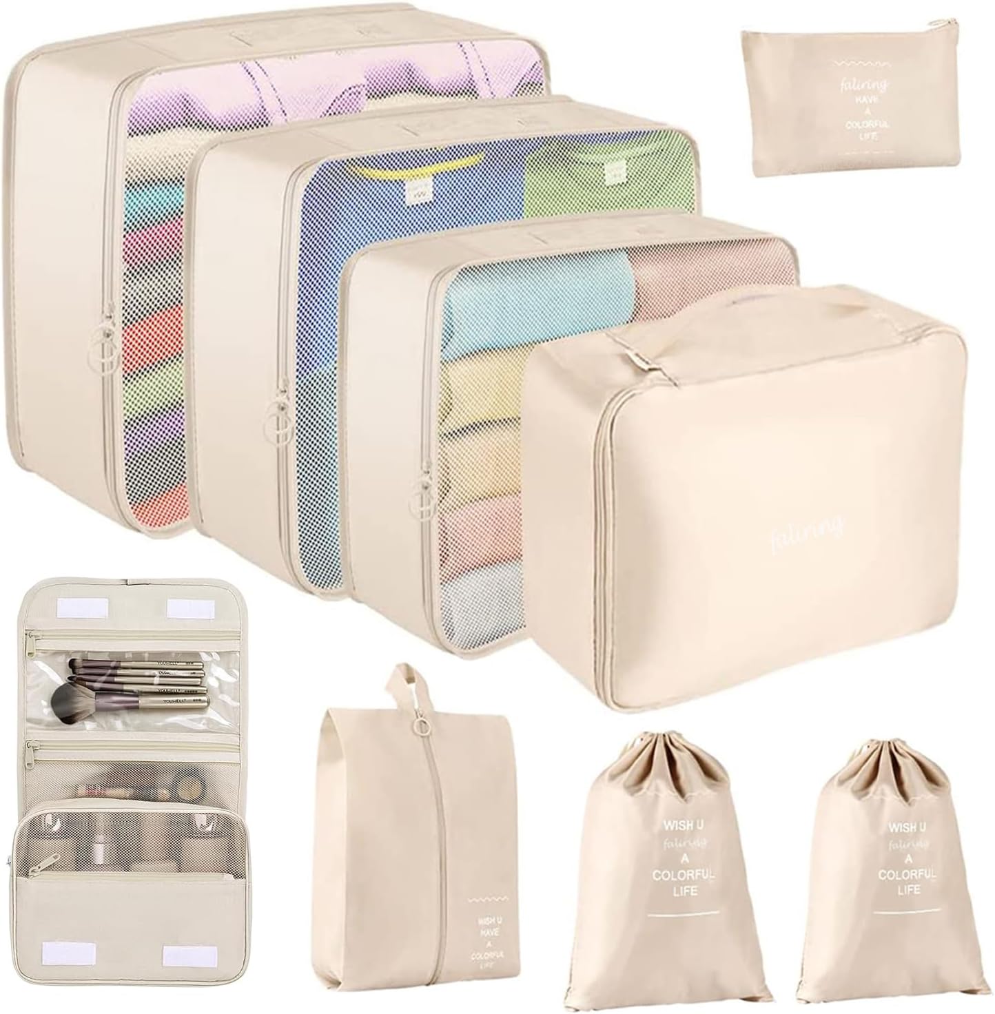 Travel Packing Cubes,9 Pcs Travel compression Packing Organizers for ...