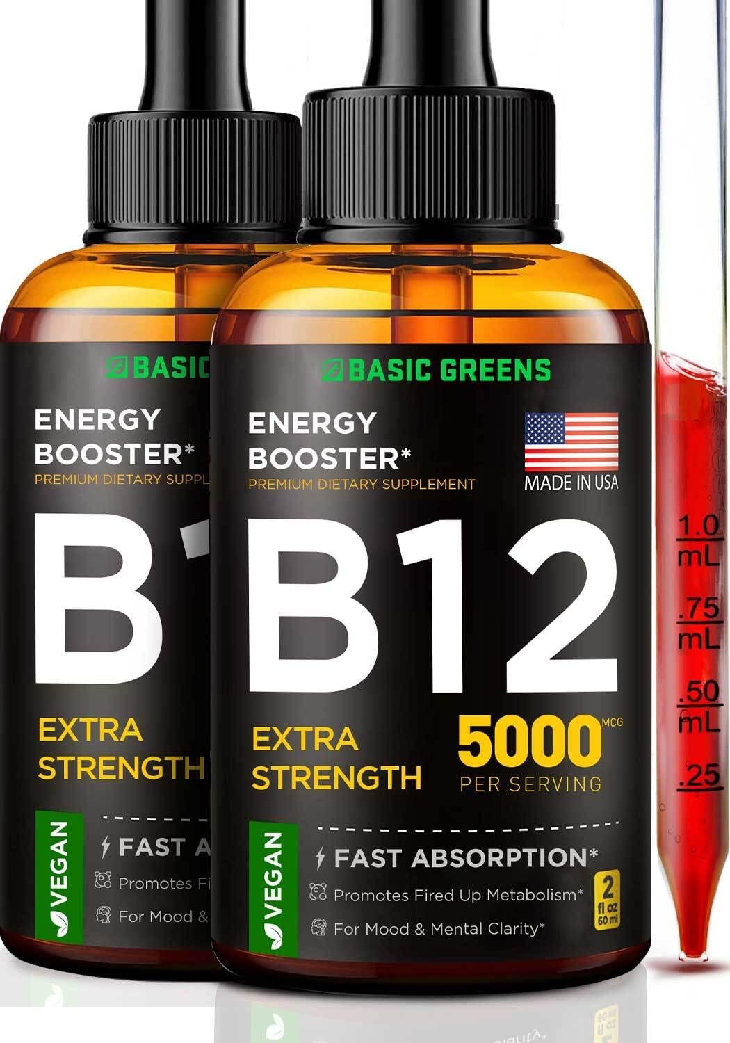 Amazon.com: Vegan Vitamin B12 Sublingual (2 Pack X 2oz) B12 Liquid, B ...