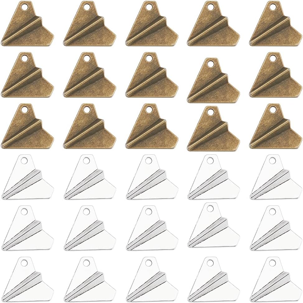 Amazon.com: SUNNYCLUE 1 Box 80Pcs Paper Airplane Charm Bulk Plane ...