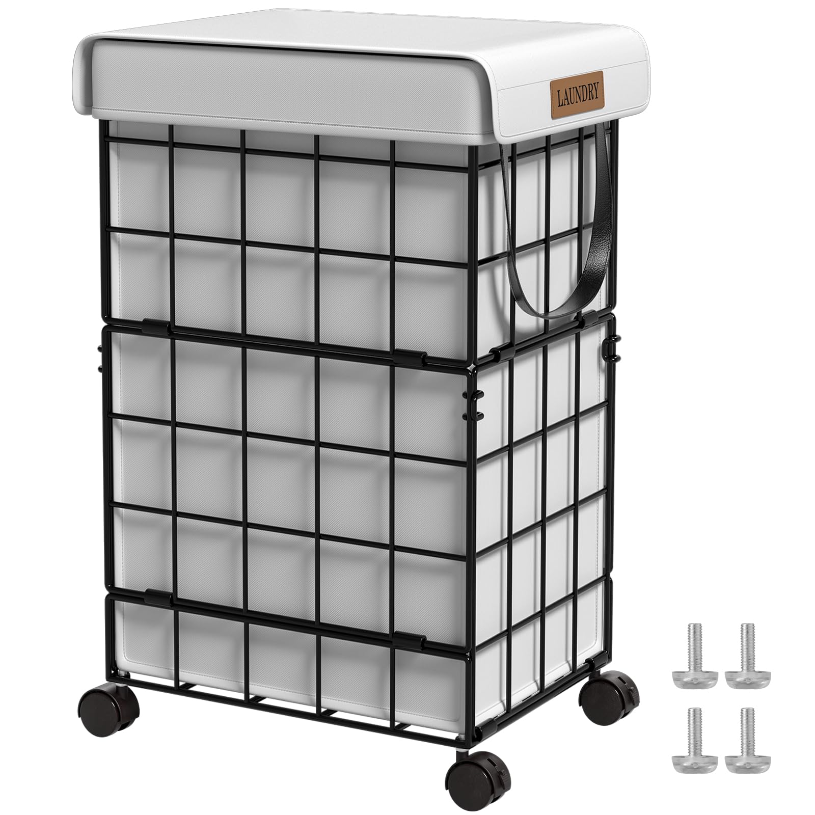 Amazon.com: VASMIA Laundry Hamper, Rolling Laundry Basket with Lockable ...