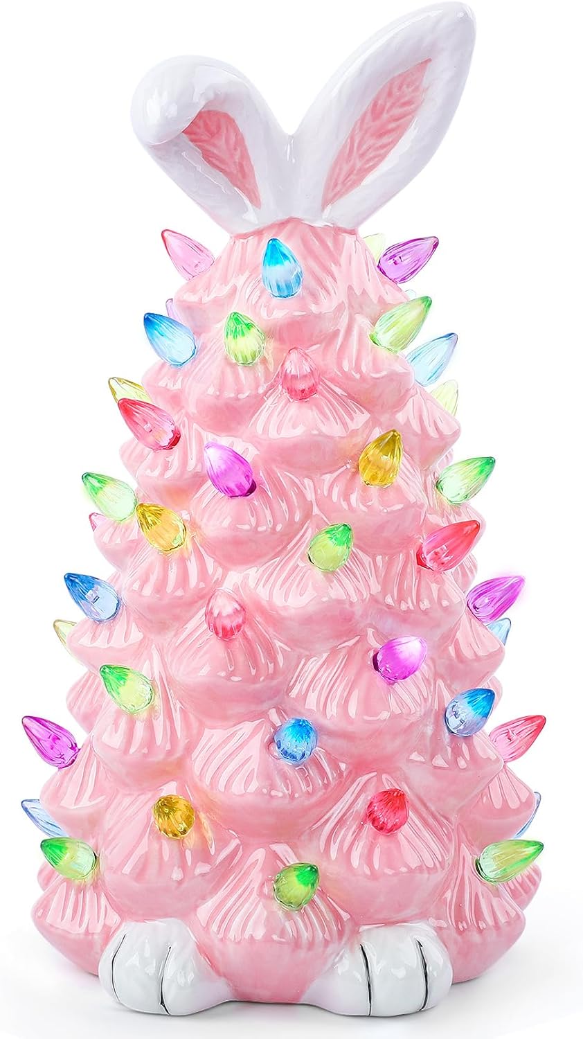 Amazon.com: GARKALY Light up Easter Bunny Decor Glowing Tree, Cute ...