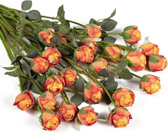 Amazon.com: DuHouse 24pcs Artificial Vintage Roses Fake Silk Rose ...