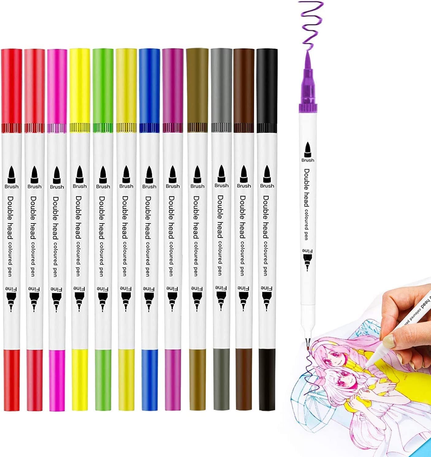INOG Dual Tip brush Pens, Dual Art Marker Pen, For Drawing, sketching ...