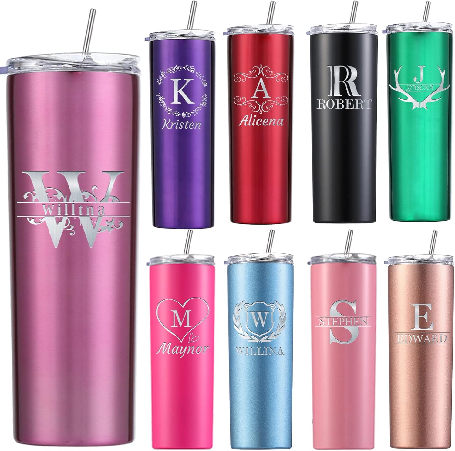 Amazon.com | Personalized Initial Tumbler Custom with Name Lid and ...