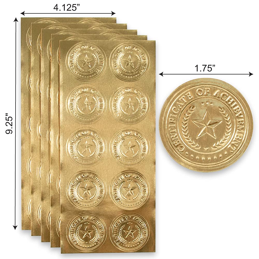 Sodaxx 50 Packs Embossed Gold Foil Certificate Stickers Certificate ...