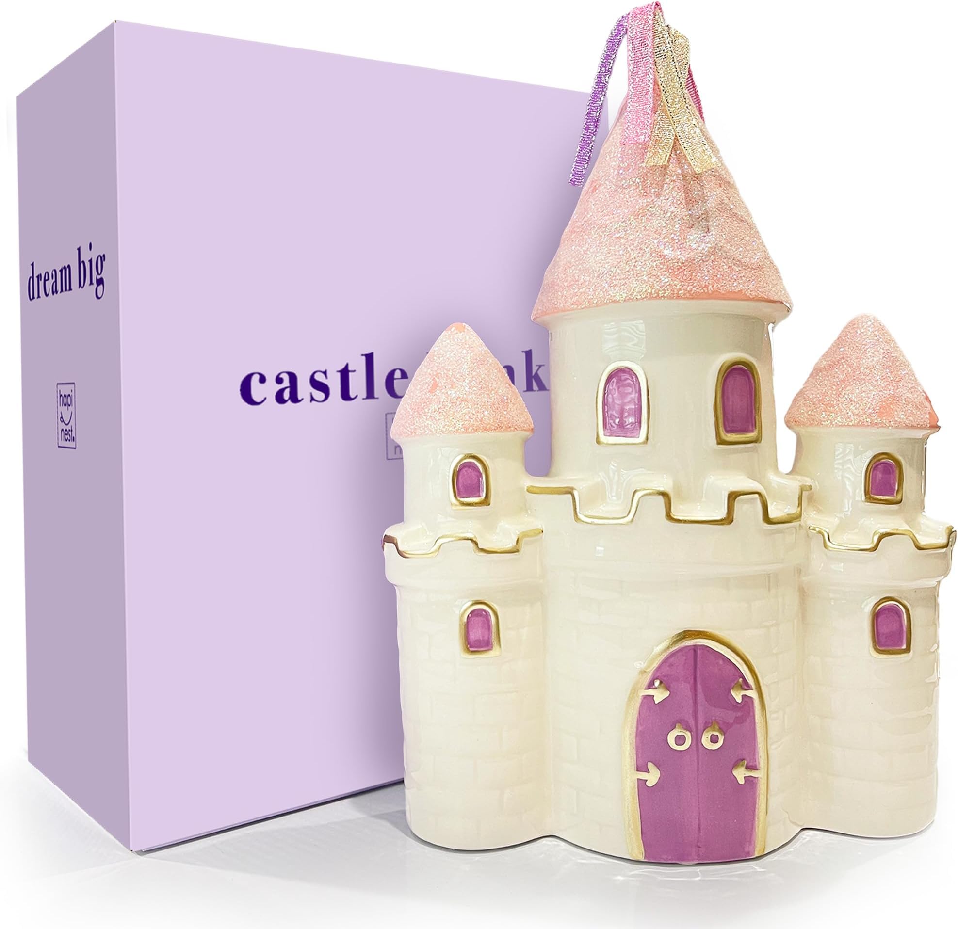 Amazon.com: WAIT FLY Cute Elephant Shaped White Pink Resin Piggy Bank ...