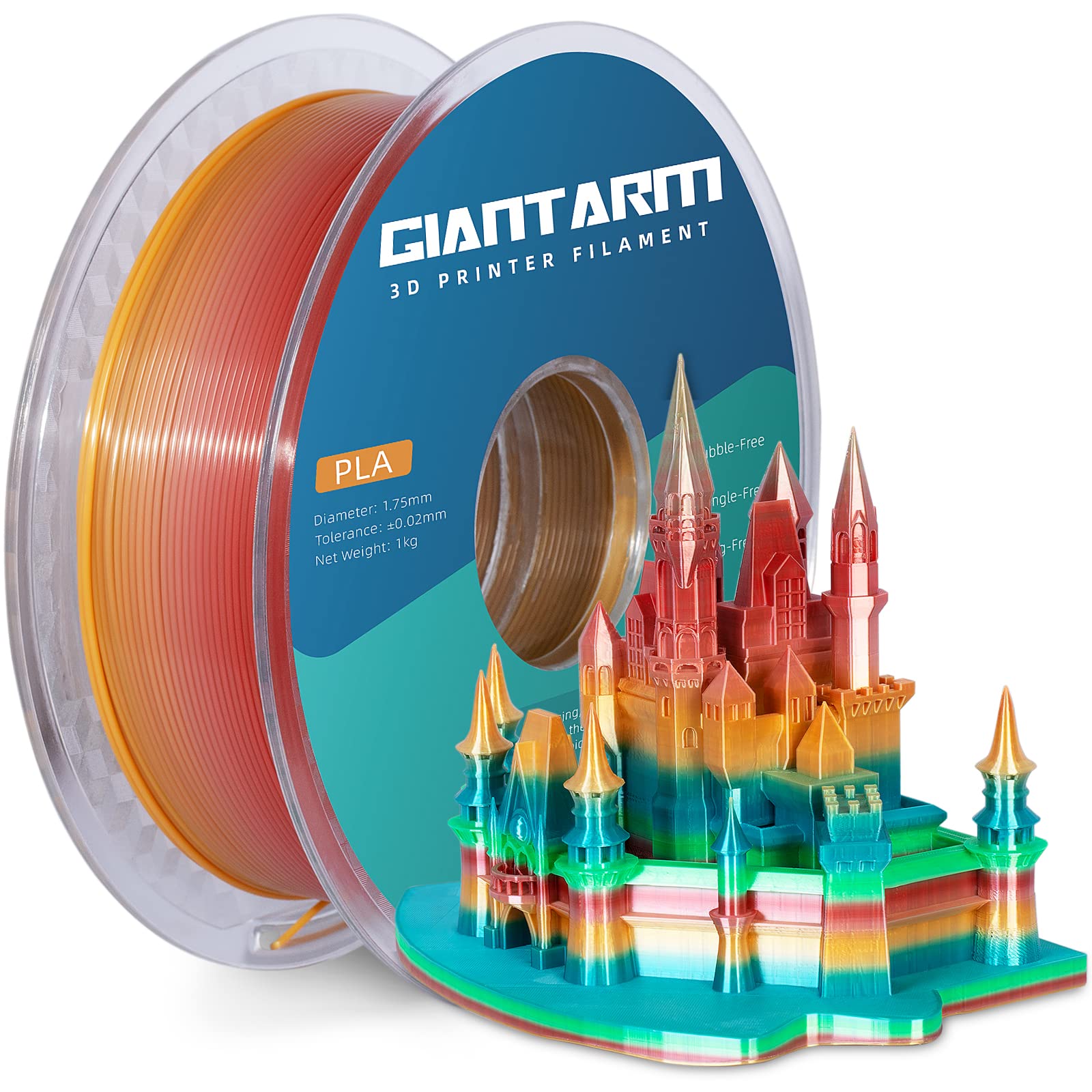GIANTARM Color Gradient PLA Filament, Color Changing Rainbow Multicolor ...