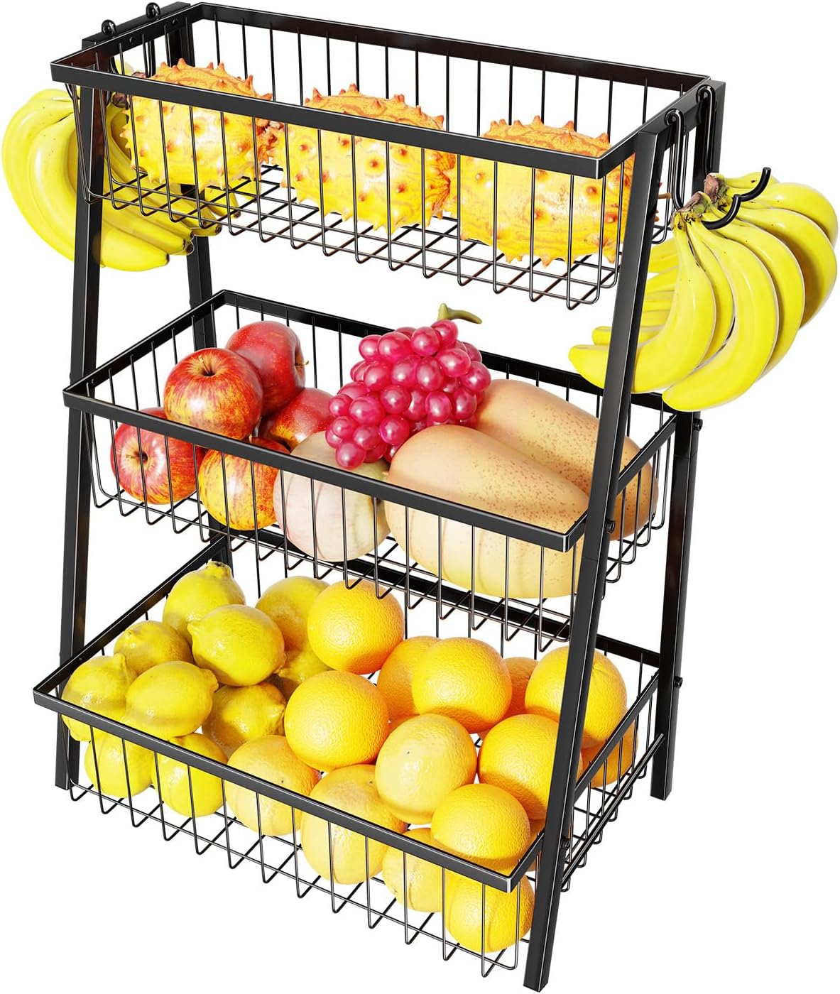Amazon.com: Simple Trending 3 Tier Fruit Basket Metal Wire with 4 ...