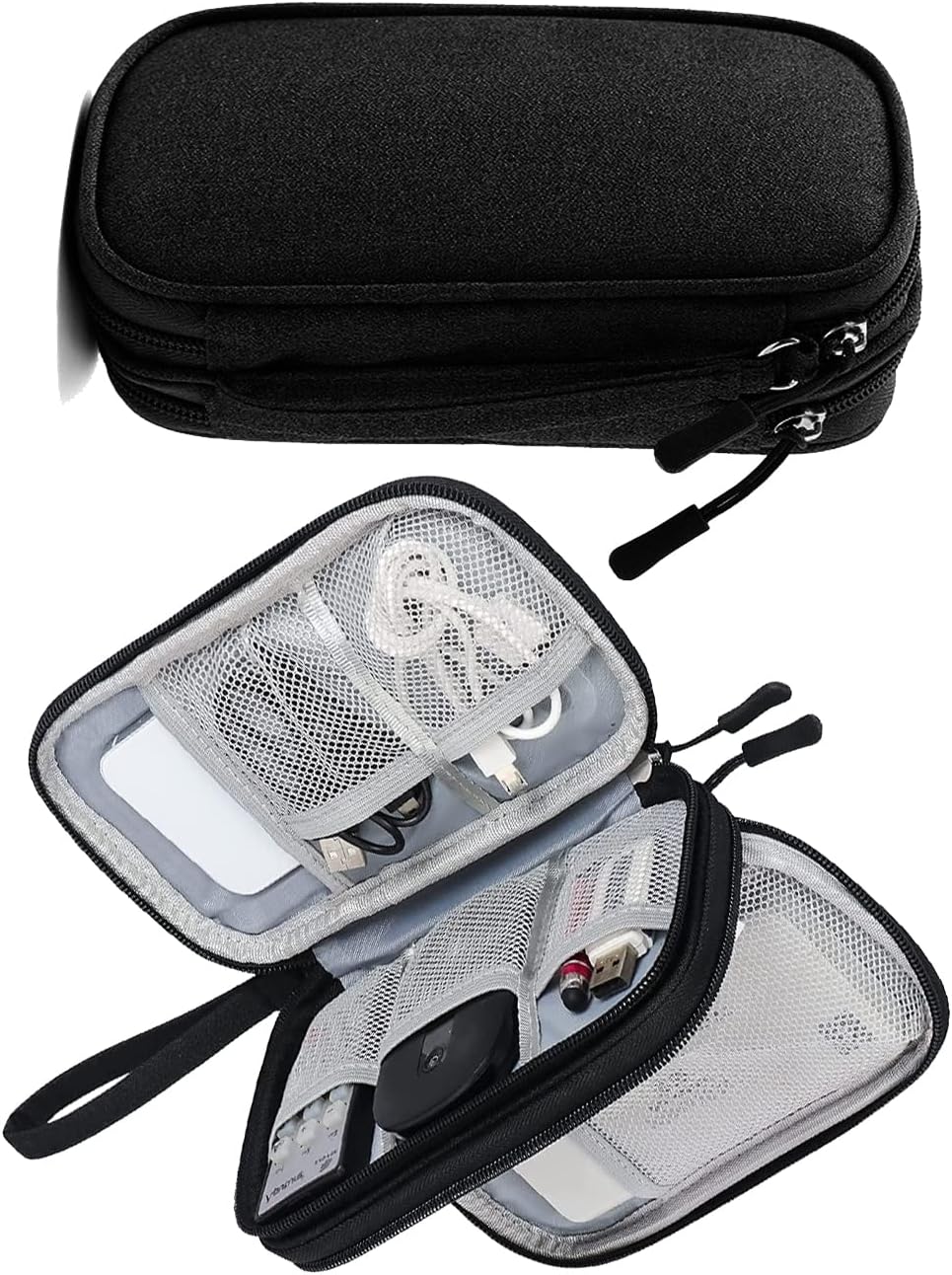 Double Layer Digital Accessory Storage Bag, Electronic Cable Organizer ...
