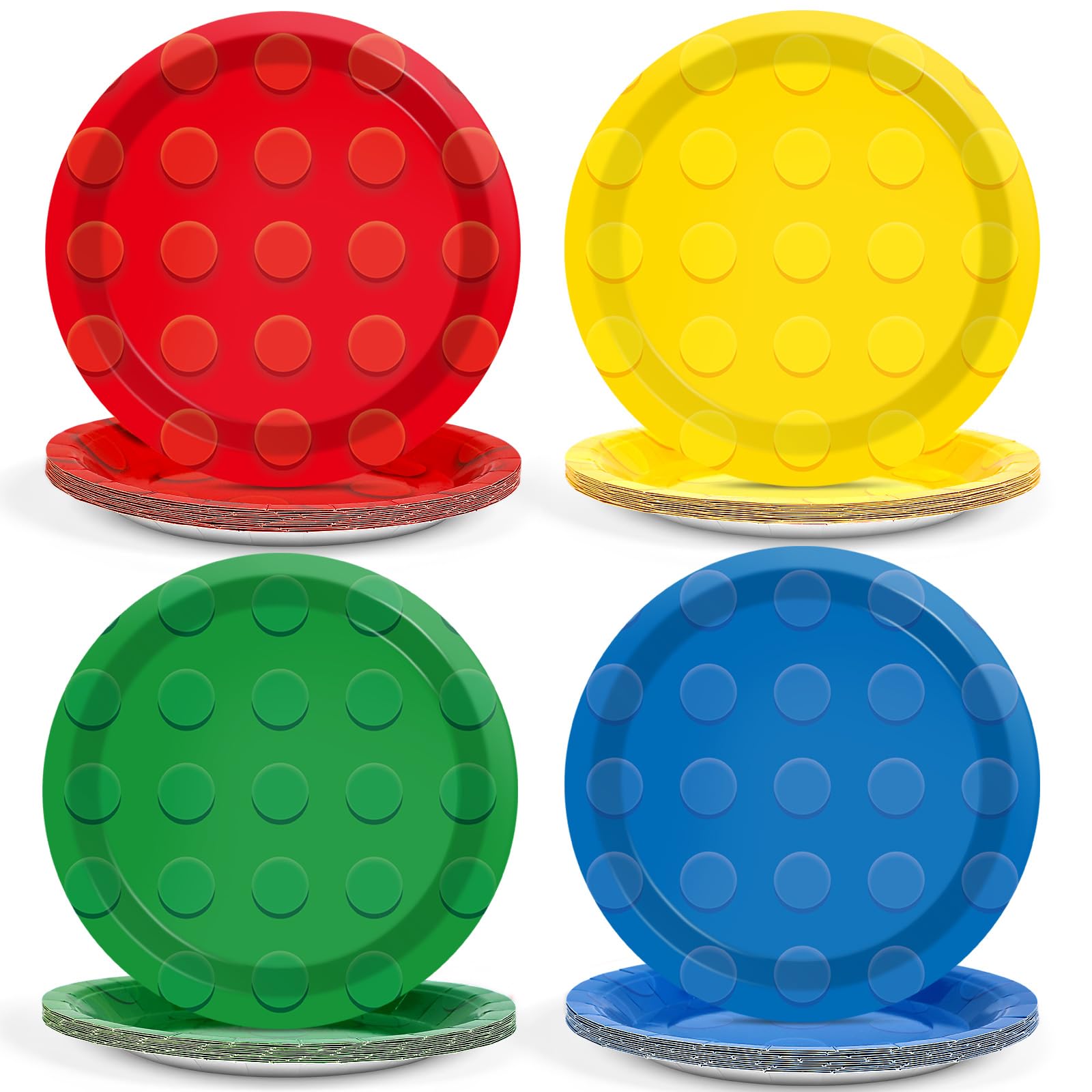 Amazon.com: 48Pcs Building Block Birthday Party Paper Plates for ...
