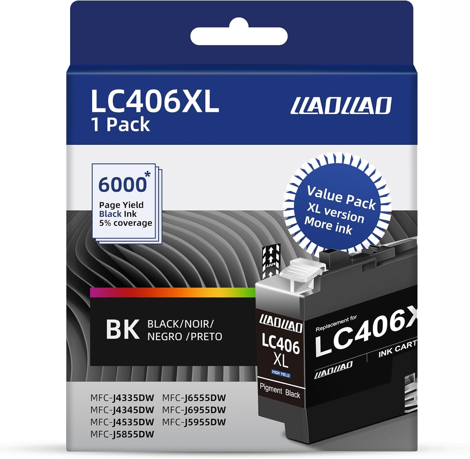 Amazon.com: LLAOLLAO LC406XL Black Compatible Replacement for Brother ...