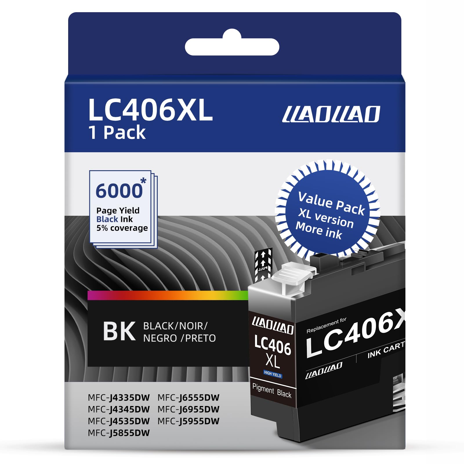 Amazon.com: LLAOLLAO LC406XL Black Compatible Replacement for Brother ...