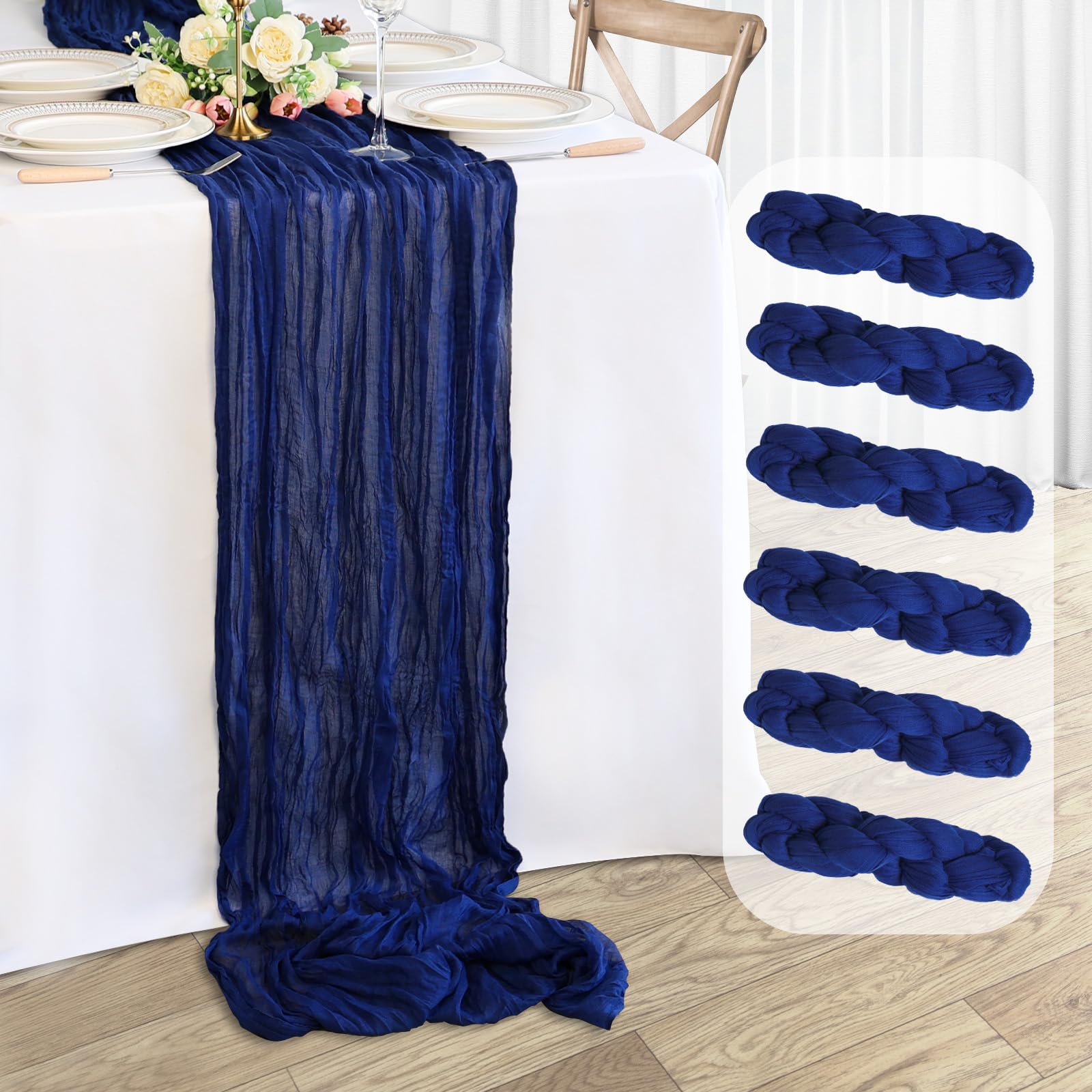 Amazon.com: 6 Pack Navy Blue Cheesecloth Table Runner 10Ft Gauze Cheese ...