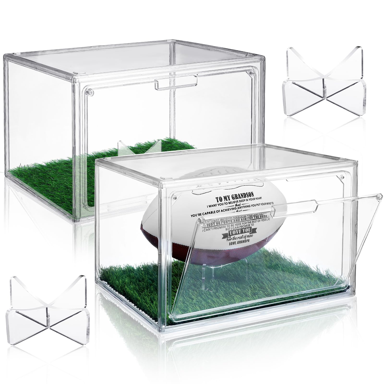 Amazon.com: Suzile 2 Sets Acrylic Football Display Case Clear Football ...