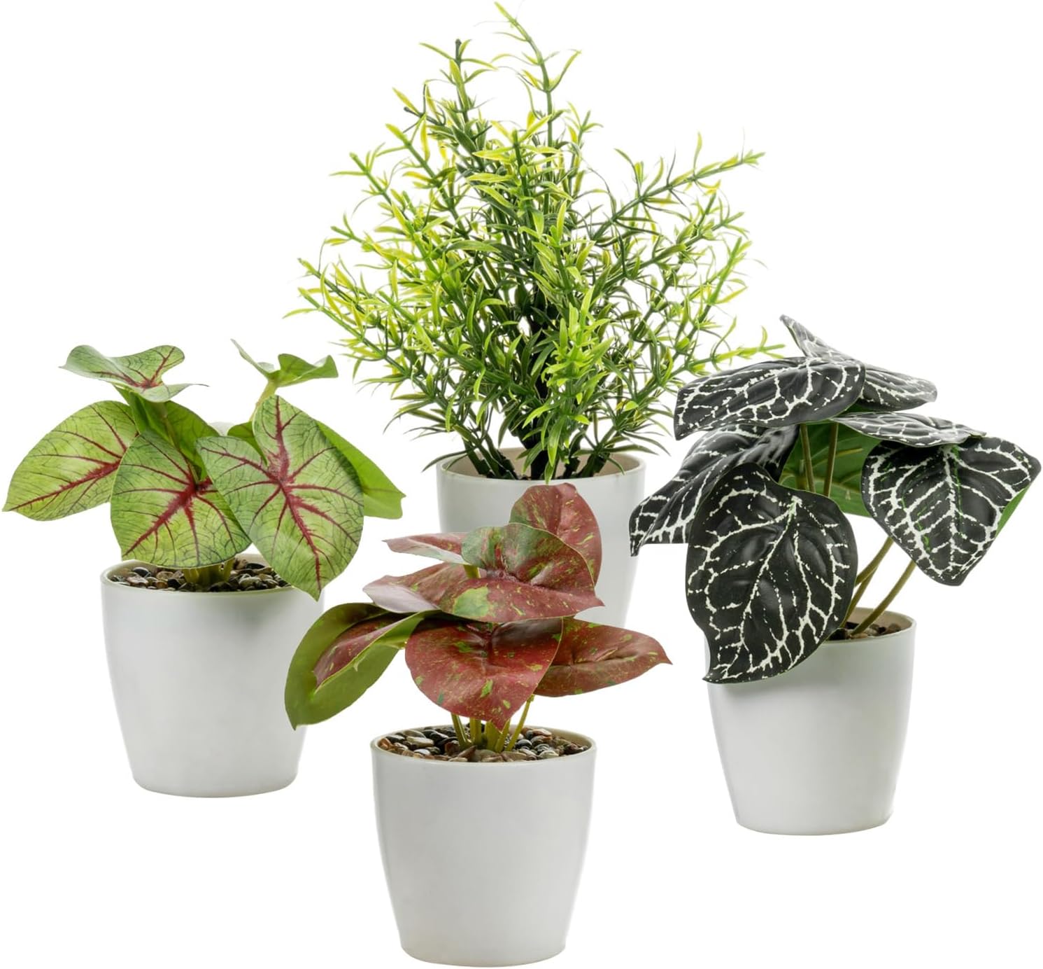 MyGift 4 Piece Set of Mini Mixed Foliage Artificial Plants in ...