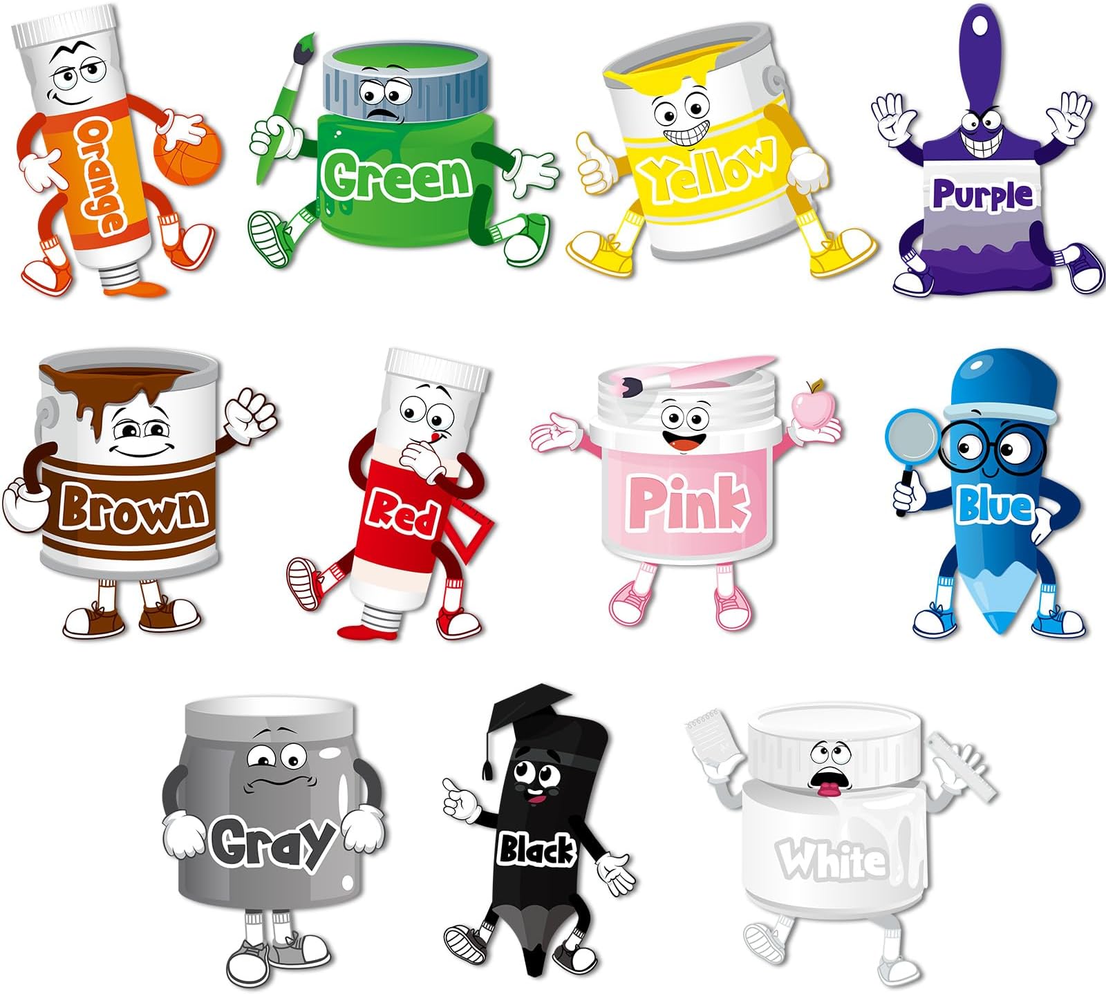 Amazon.com : Fulmoon 11 Pcs Color Posters Human Shaped Color Cutouts ...