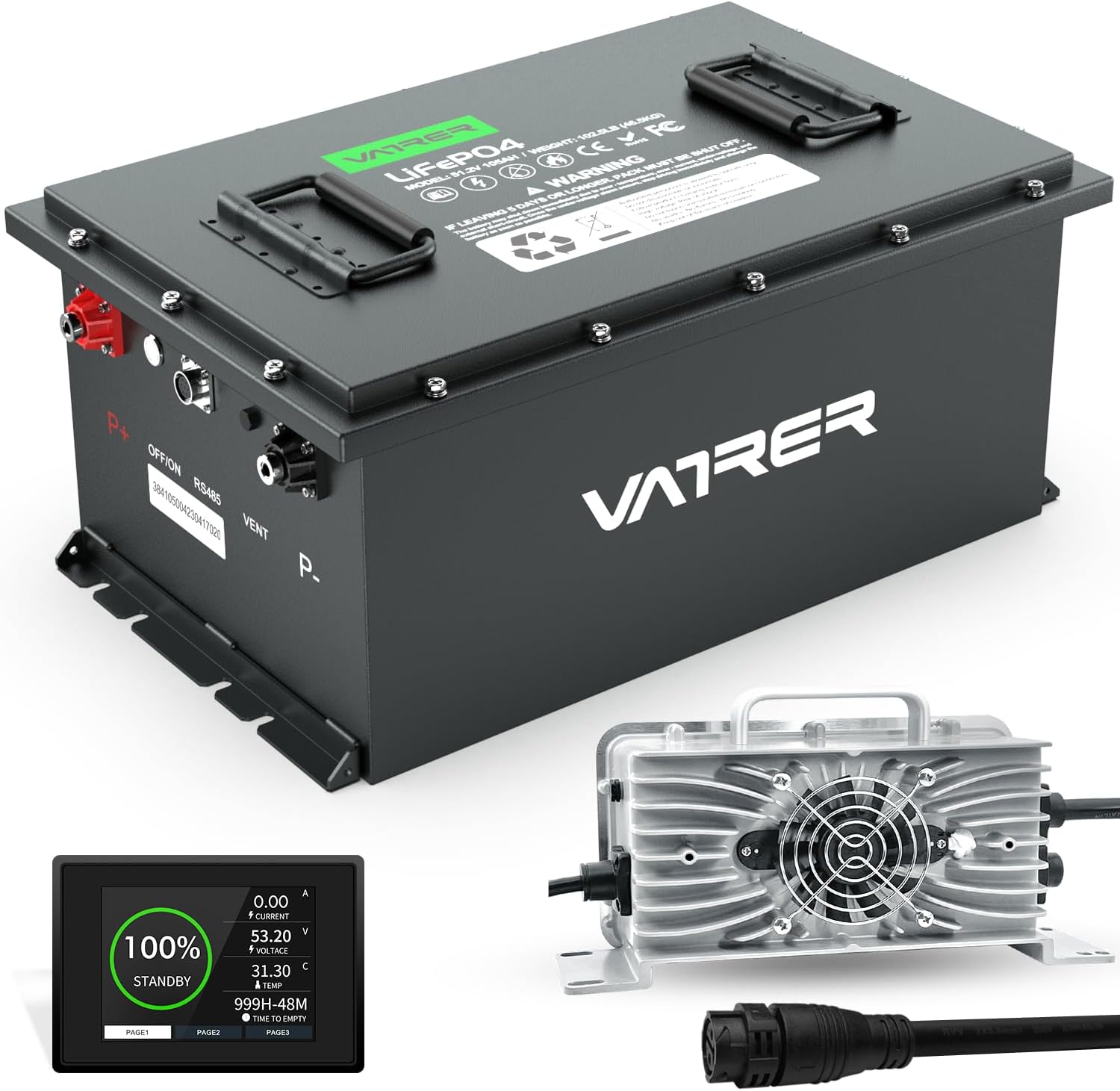 ECO-WORTHY Lot de 2 batteries solaires LiFePO4 48 V 50 Ah, batterie au lithium avec boîtier en ...