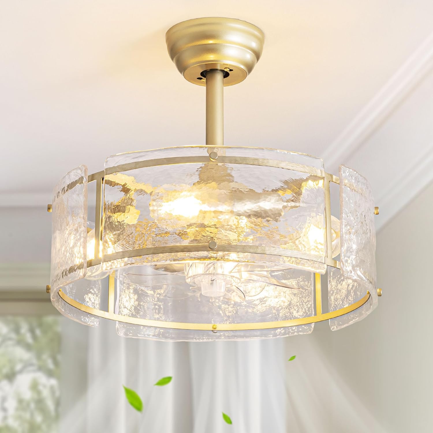 Amazon.com: DARYEWO Gold Fandelier Ceiling Fans with Lights, 20" Gold ...