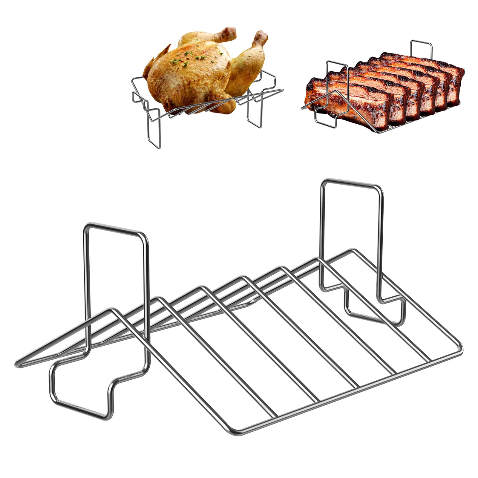 Amazon.com : LS'BABQ Rib Racks for Big Green Egg,Stainless Steel Turkey ...