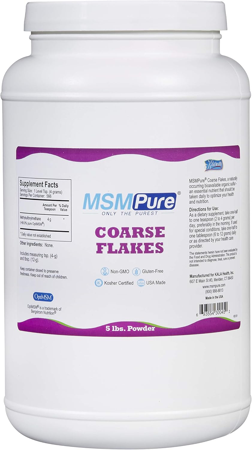 Amazon.com: Kala Health MSMPure MSM - 5 lb Coarse Powder Flakes, 99.9% ...