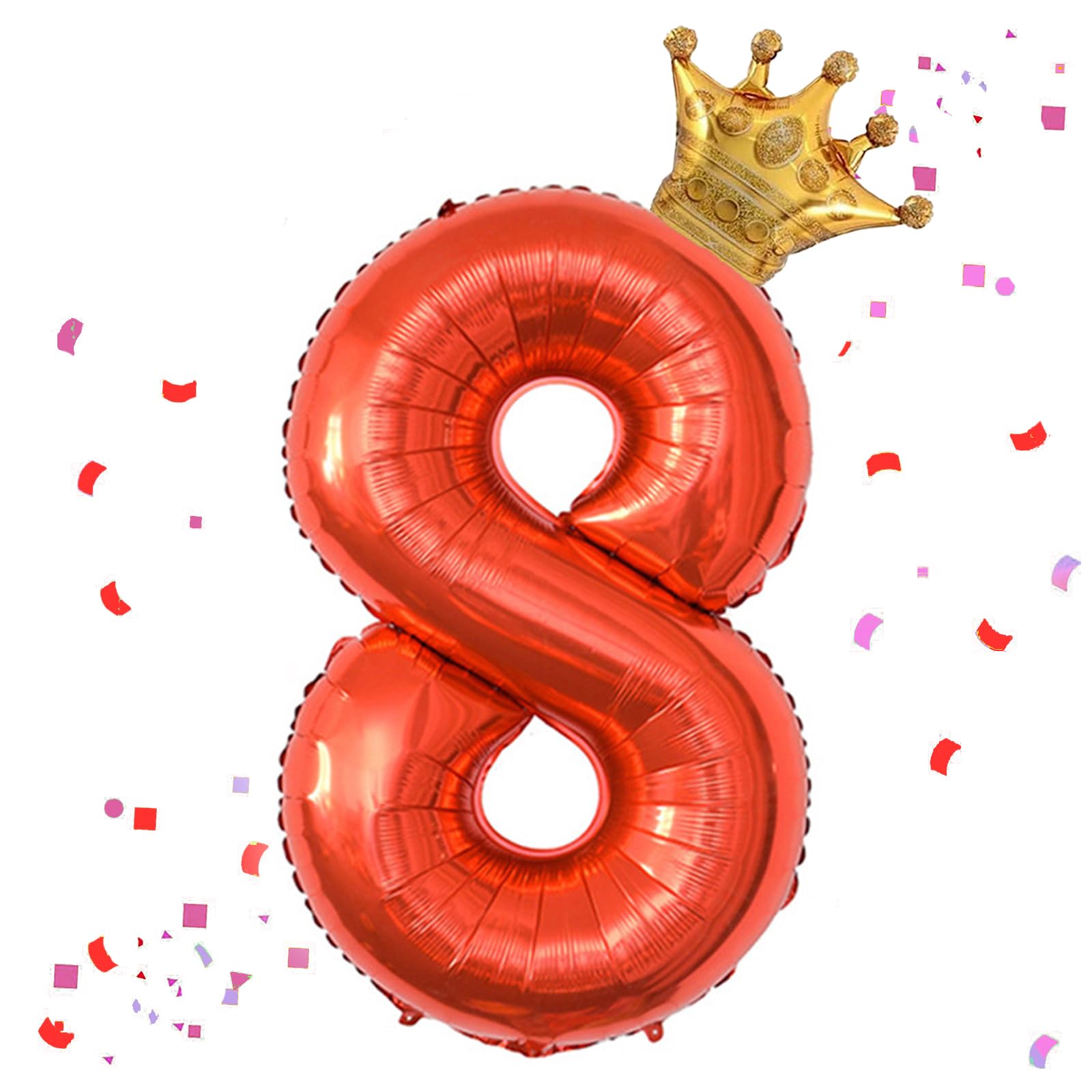 Amazon.com: 40 Inch Red Number 8 & Mini Crown Balloon for Birthday ...