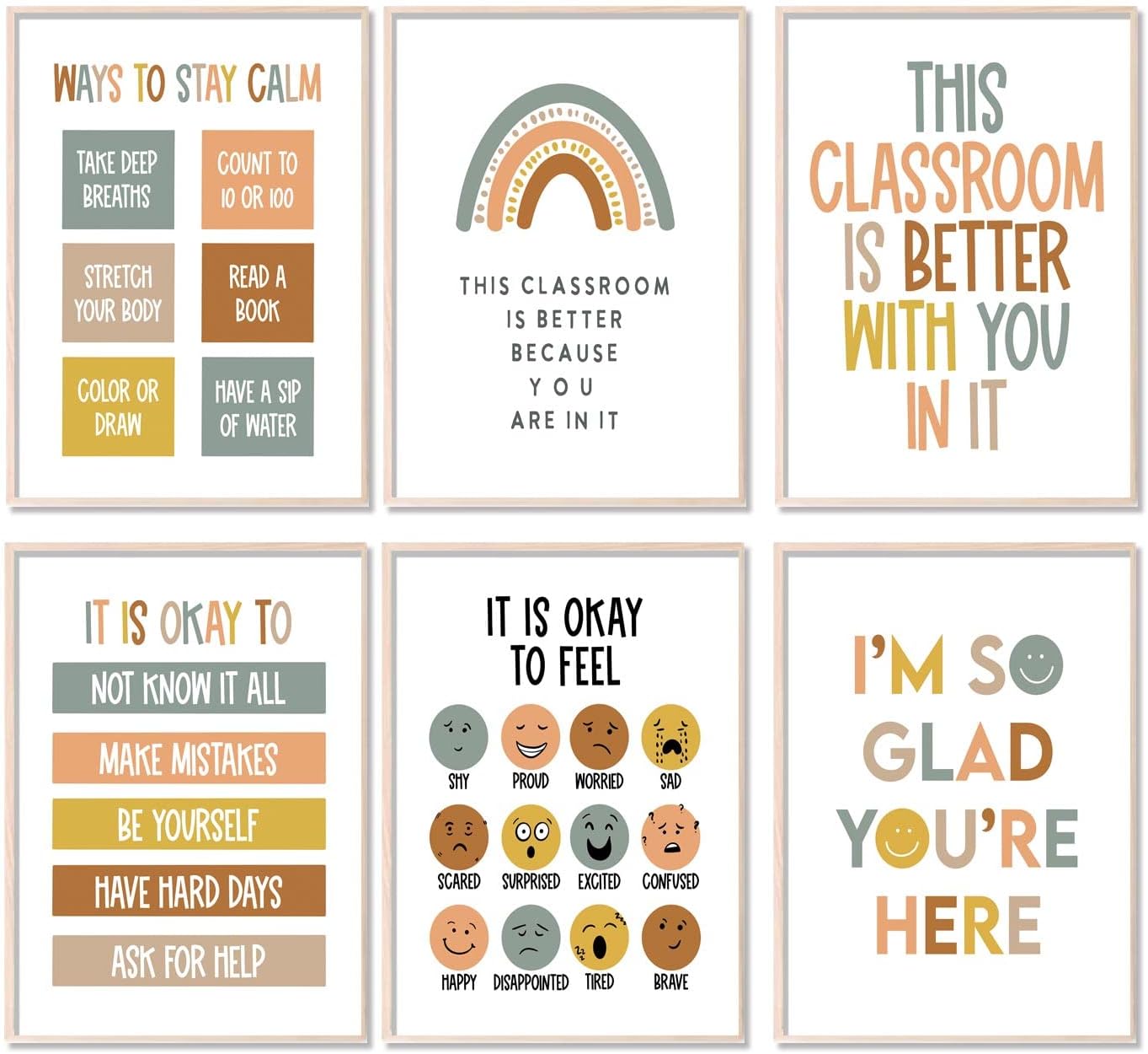 Amazon.com: Boho Motivational Wall Art Classroom Decor,Inspirational ...