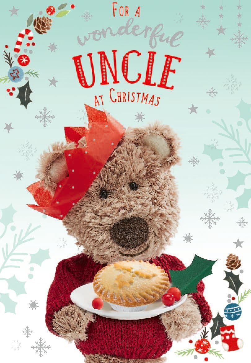 ICG Wonderful Uncle Christmas Card - Barley Bear with a Mince Pie and ...