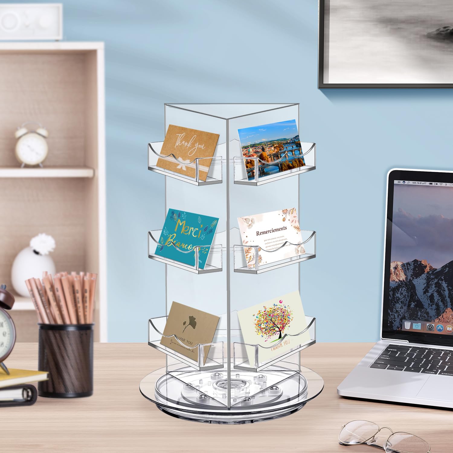 Sticker Organizer 3-Tier Spinning Business Card Holder - Acrylic ...