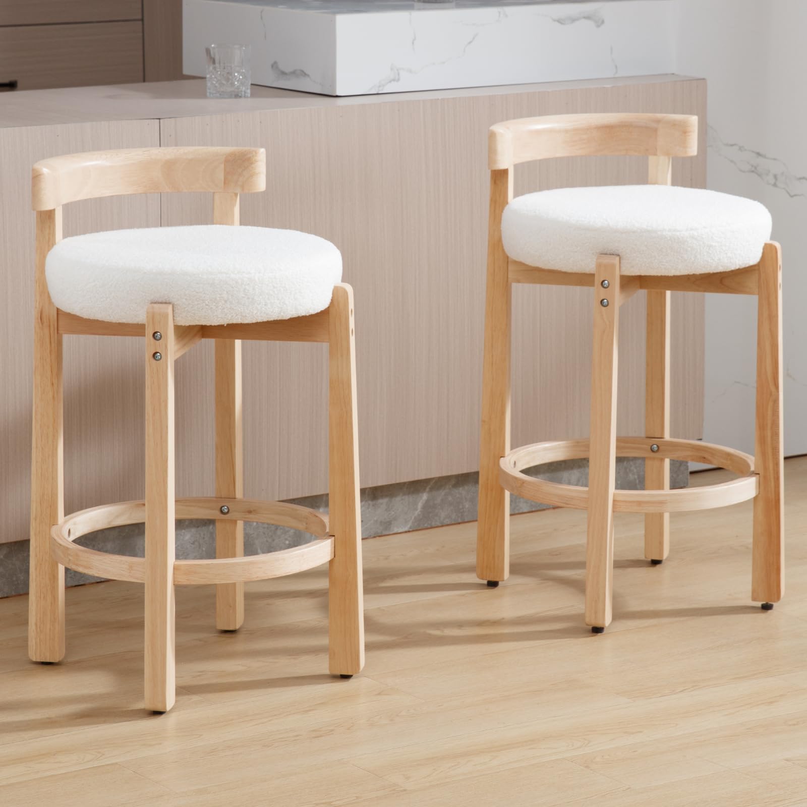 Amazon.com: LukeAlon Sherpa Counter Stools Set of 2, Mid Century ...