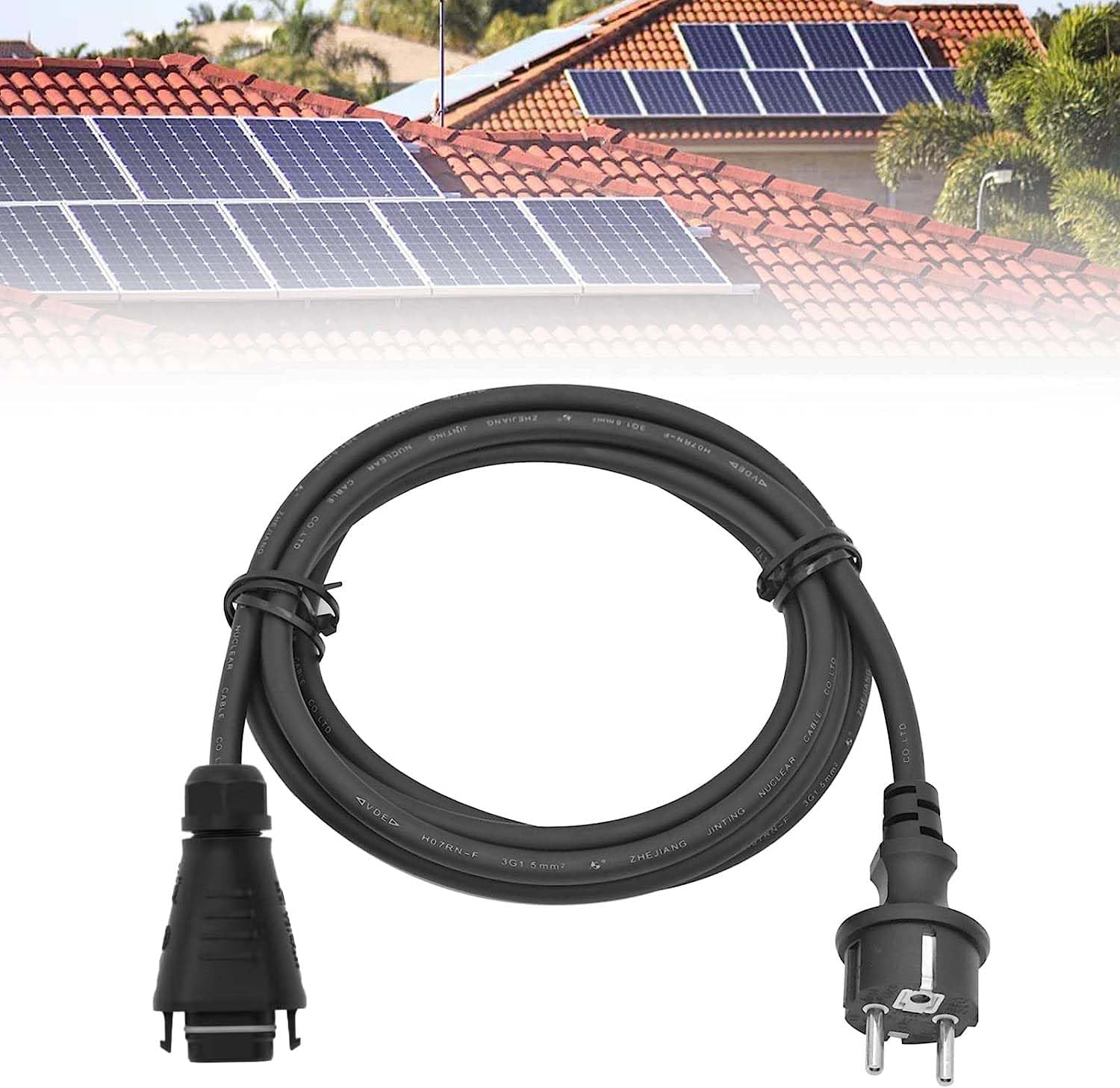 Solarsys® - 3m Cordon d'alimentation AC avec Connecteur de Terrain HMS Hoymiles et Prise Schuko ...