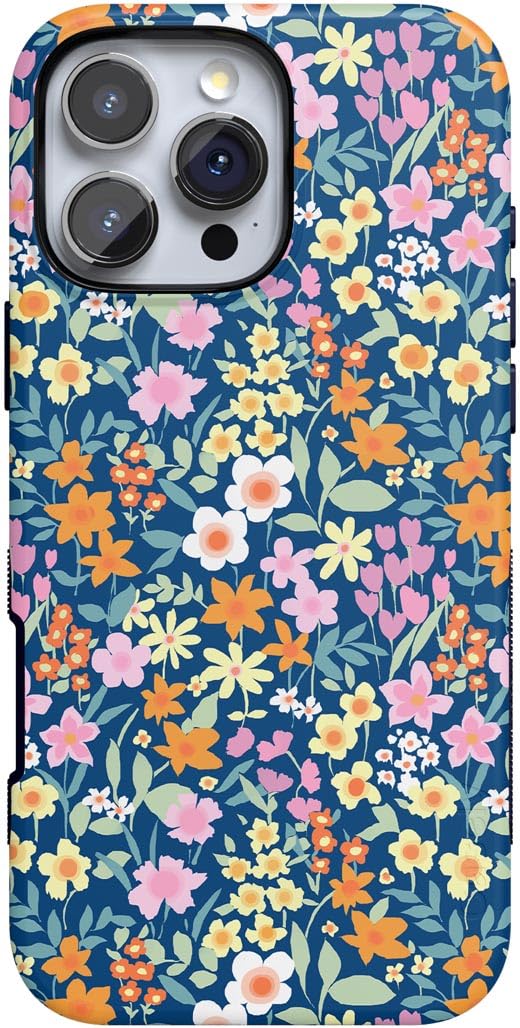 Amazon.com: Casely iPhone 16 Pro Max Case | Full Bloom | Navy Floral | Bold Protective Case ...