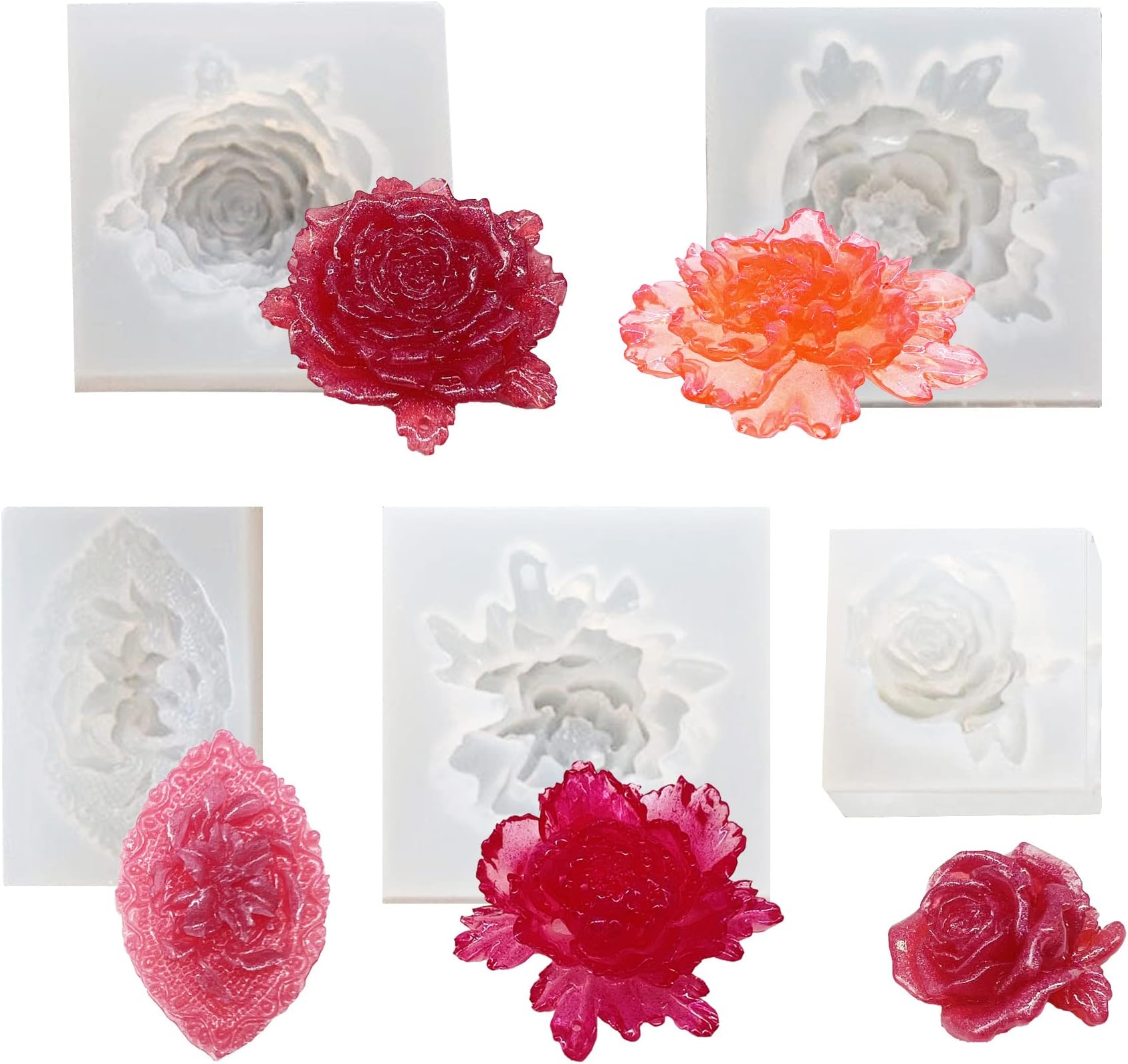 Amazon.com: Wehous Flower Molds Silicone, 7 Cavity Rose Peony Fondant ...