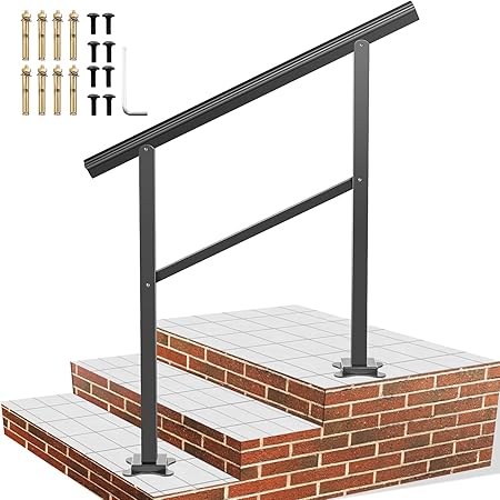 CHR 2 Steps Outdoor Handrails for Outdoor Steps, Black Wrought Iron ...