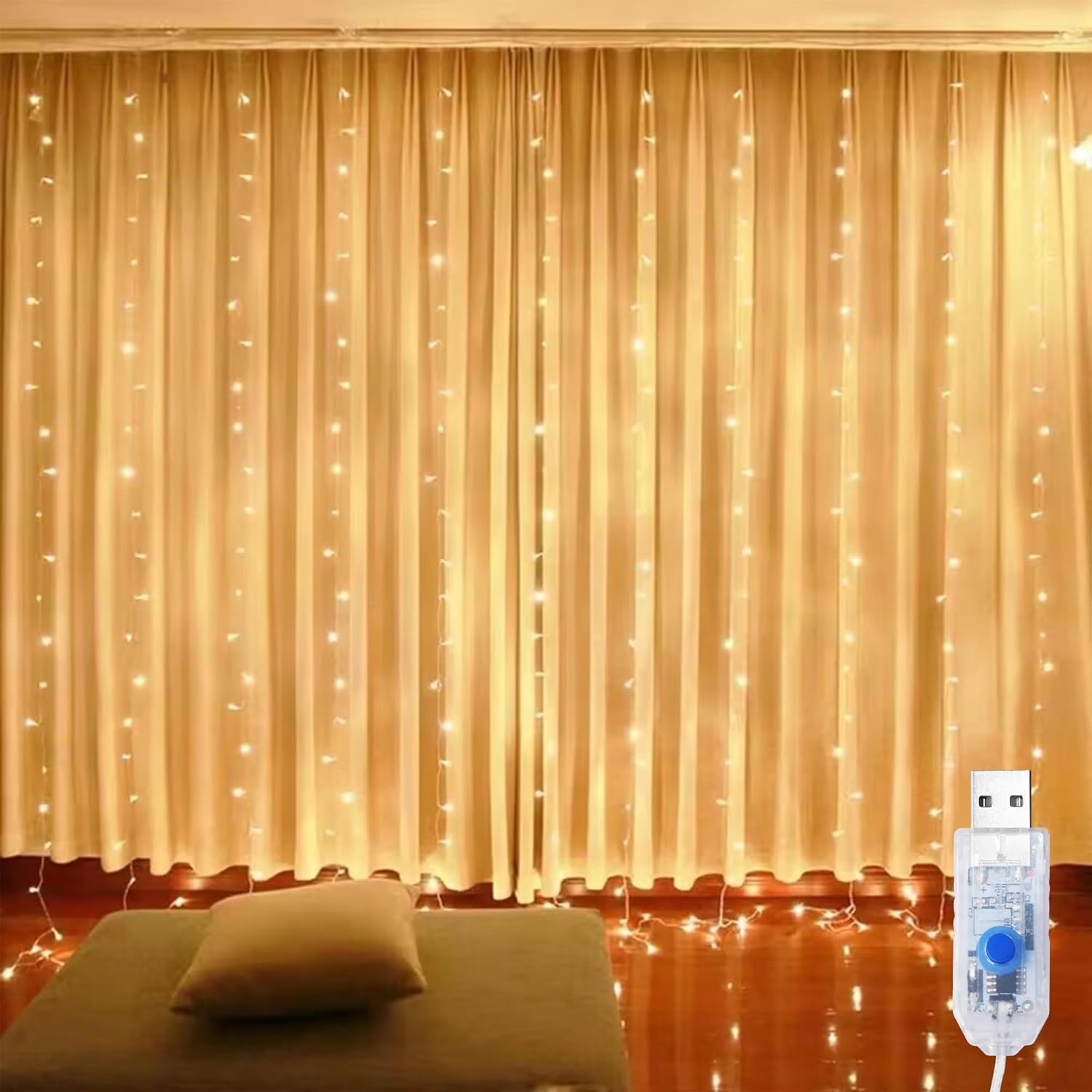 Amazon.com: YAQIMIYA Fairy Curtain Lights, 300 LED for Backdrop ...