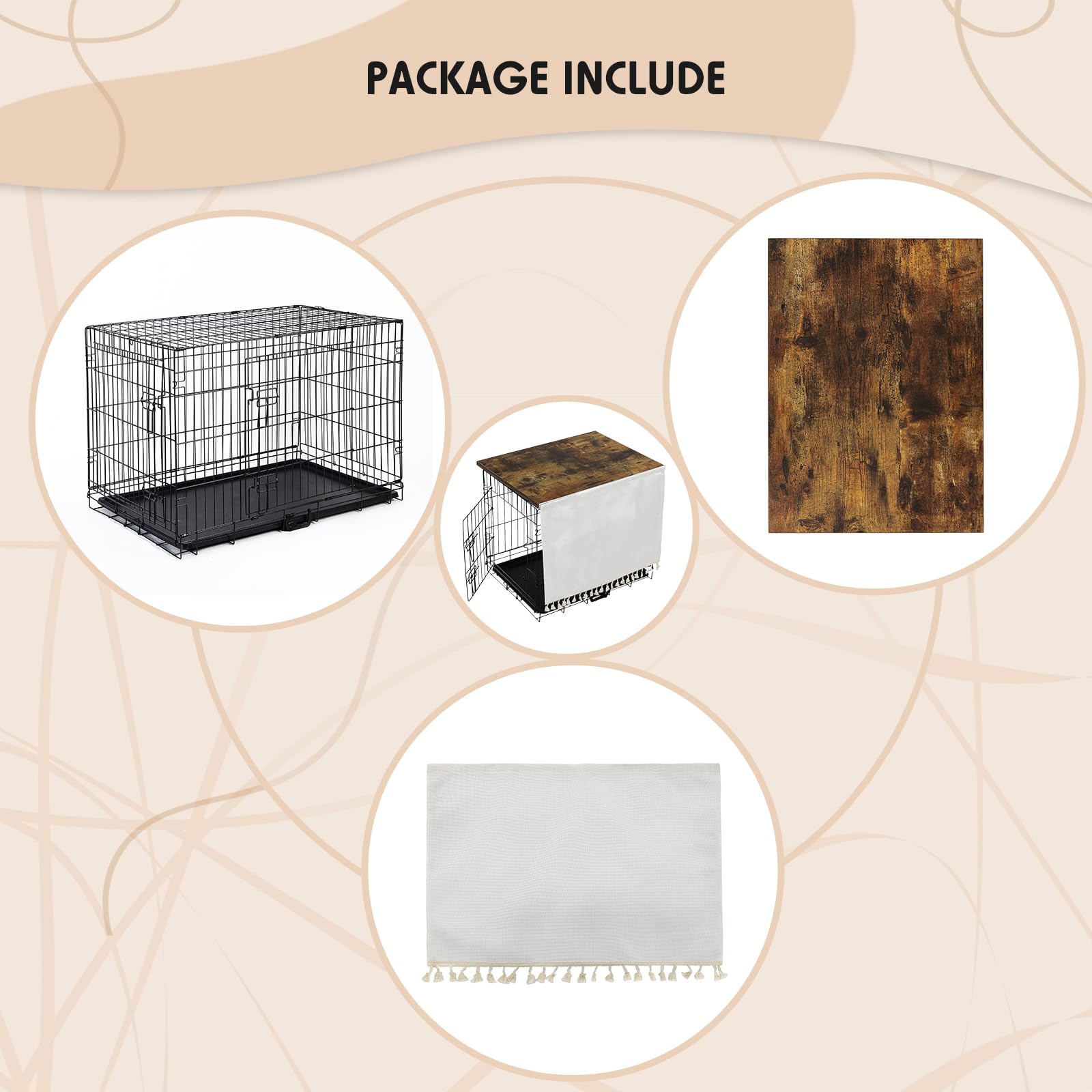 AMAN Dog Crate Furniture, 36 in Dog cage Furniture with Wood Topper for ...