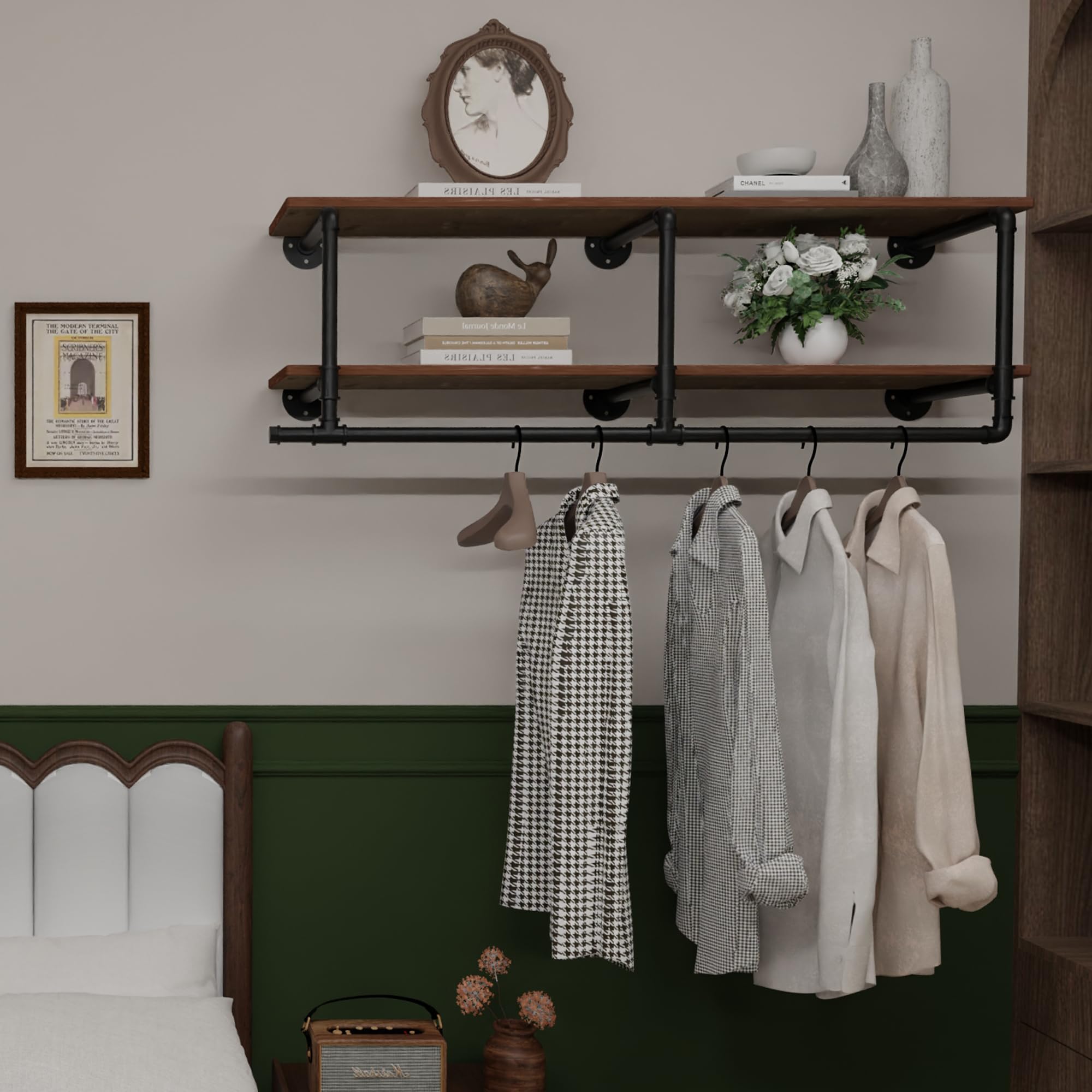 Amazon.com: TEDIDUWA Clothes Rack 48in, Wall Mounted Garment Rack with ...