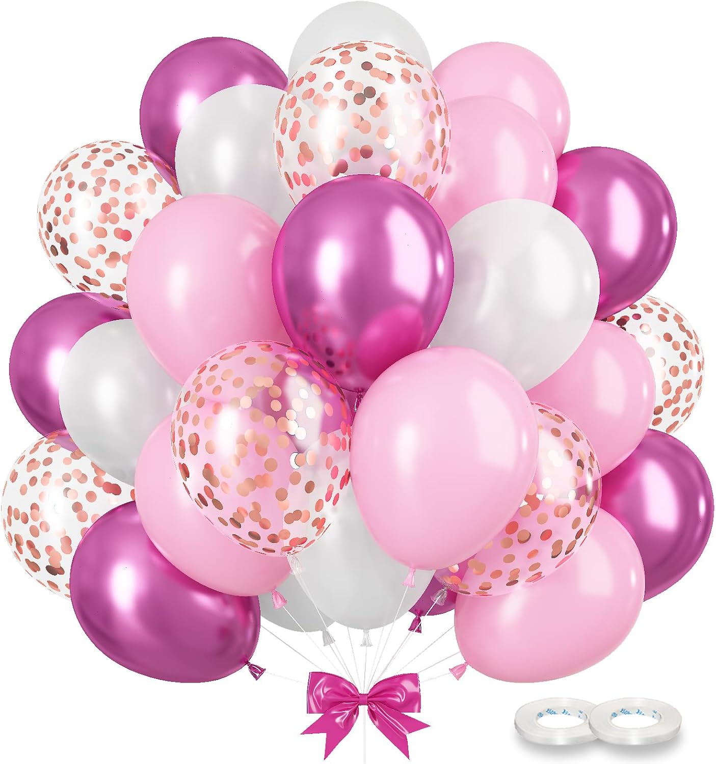 Amazon.com: GREMAG Pink and White Balloons, 12inch Metallic Magenta Pearl White Macaron Pink ...