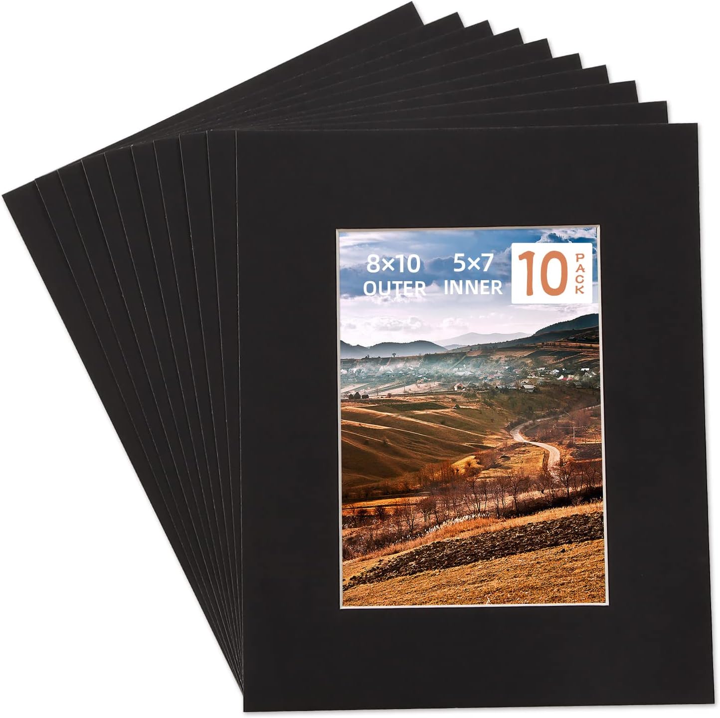 Amazon.com: HOTUO 10 Pack Acid Free Black Picture Frame Mats, Pre-Cut ...