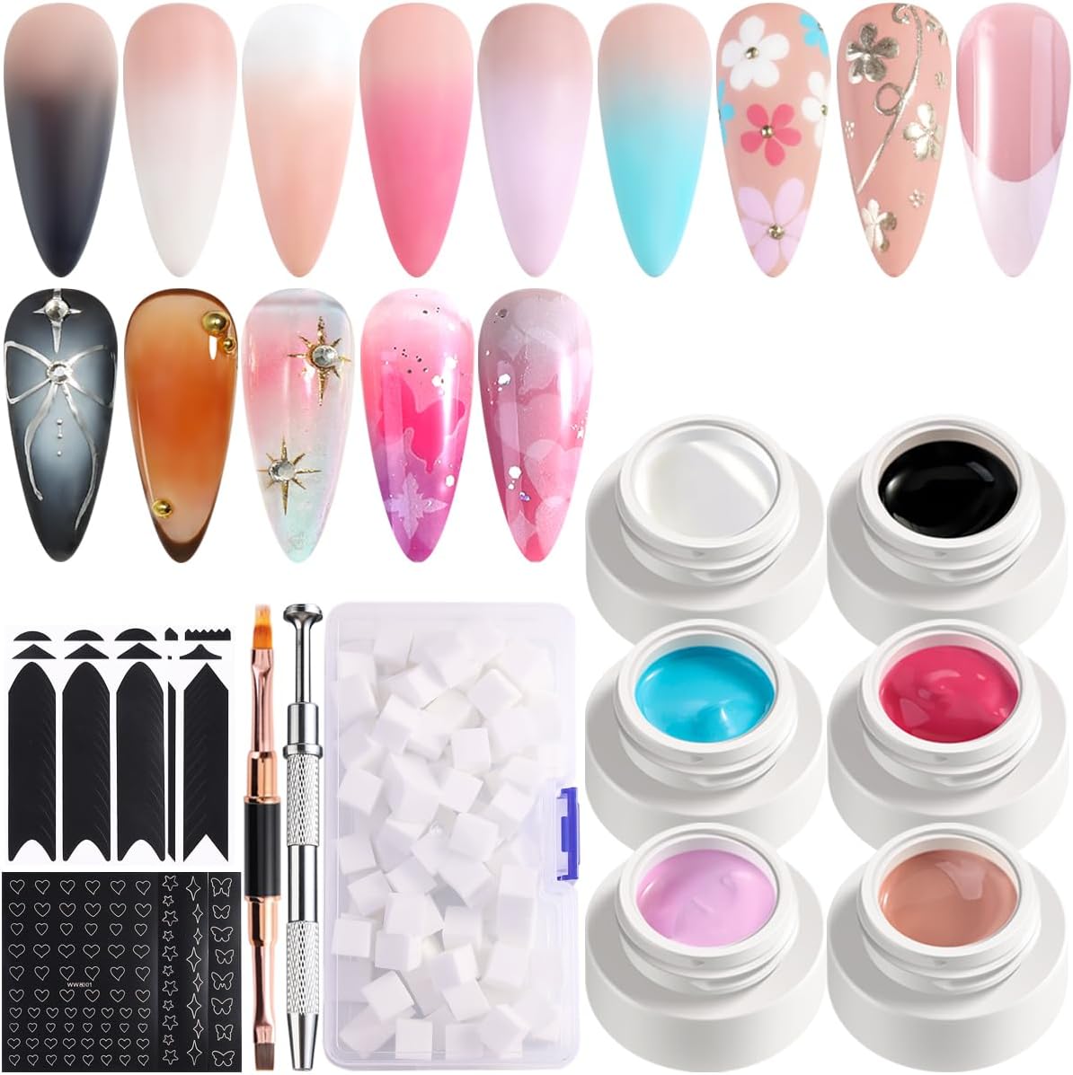 Amazon.com: Ombre Gel Nail Polish Kit, 6PCS Colorful Painting Nail Gel ...