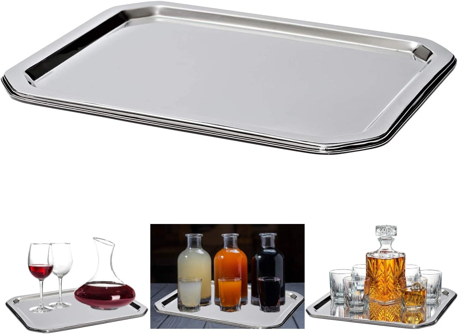 Amazon.com: Bezrat Stainless Steel Food Serving Tray – Rectangular ...
