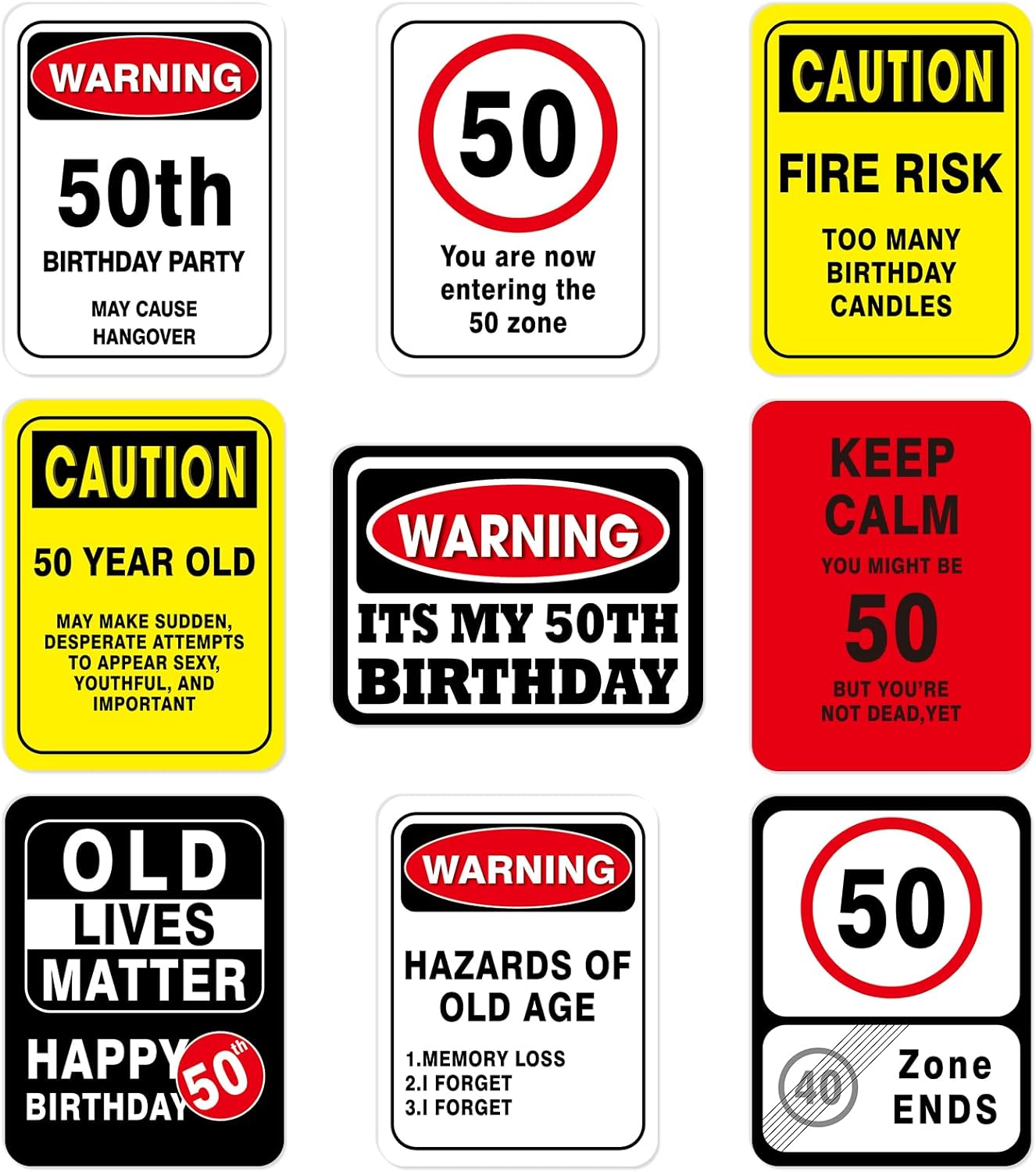Amazon.com: WERNNSAI 50th Birthday Party Decorations - 9PCS Wall Signs ...