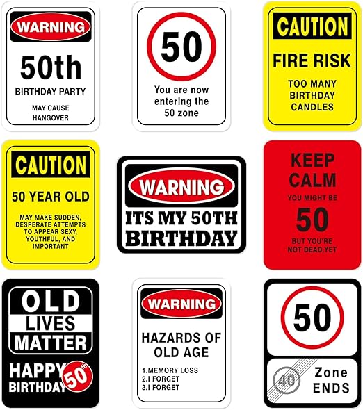 Amazon.com: WERNNSAI 50th Birthday Party Decorations - 9PCS Wall Signs ...