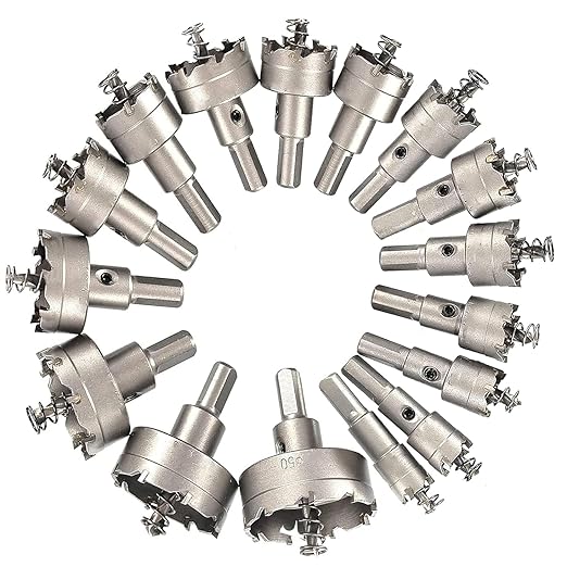 YUENTOEN 16Pcs Carbide Hole Saw Kit, 15-50MM TCT Drill Bit Hole Saw Set ...