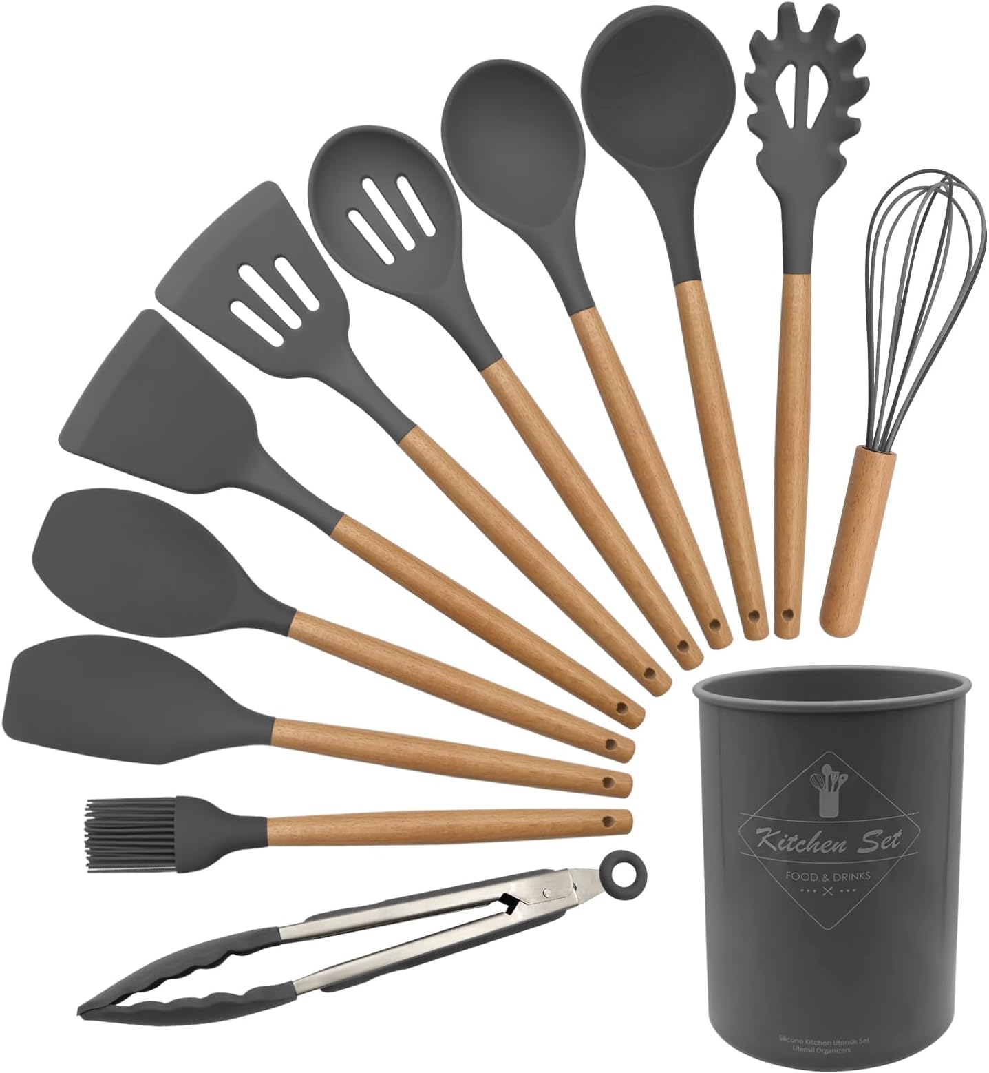 Amazon.com: Ismosm Cooking Utensils Set of 12 Silicone Kitchen Utensils ...