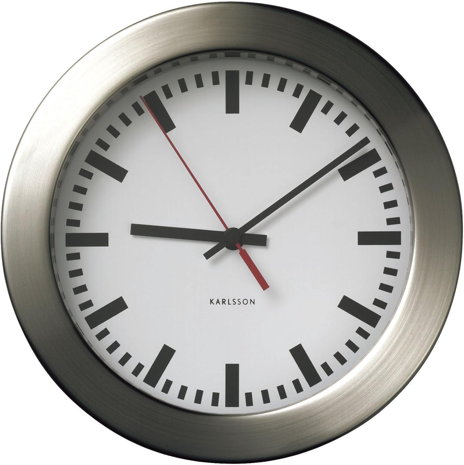 Present Time Karlsson Wall Clock Station Steel Polished Small : Amazon ...