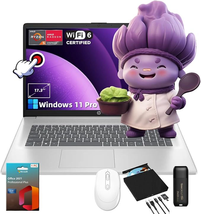 Amazon.com: HP Flagship 17.3" Touchscreen Laptop - HD+ Display, AMD ...